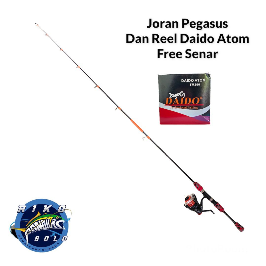Sepaket Joran mancing Pegasus 8-17lbs max drag 10kg army dan reel daido ...