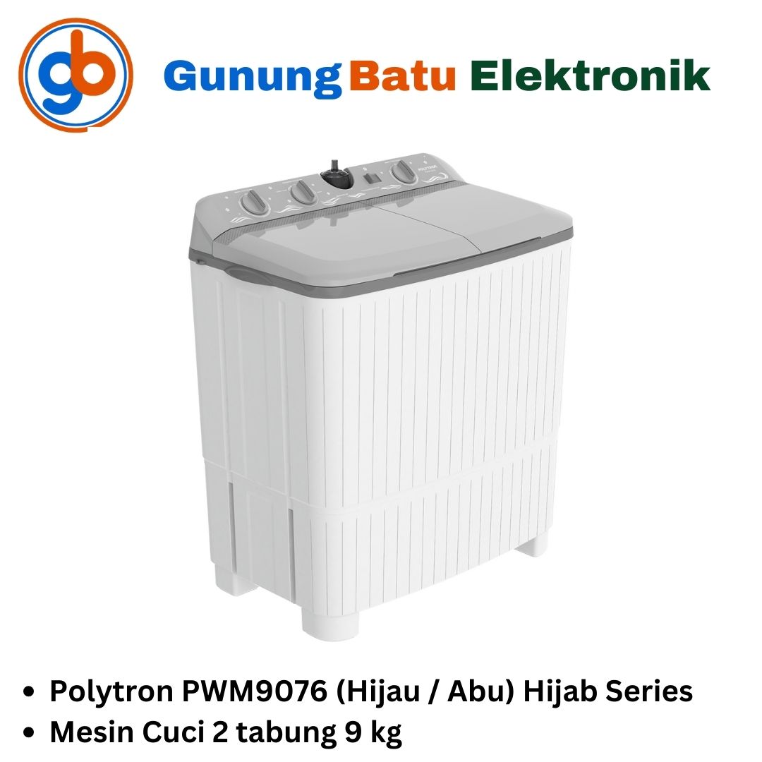 POLYTRON Mesin Cuci 9kg PWM9076 Original Garansi Resmi Twin Tub Washing ...