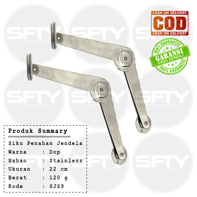 Siku Penahan Jendela Penyangga Jendela Kunci Jendela Engsel Siku 9 Stainlees Steel 25cm