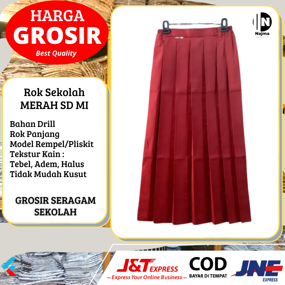 Rok Seragam Sekolah Merah SD MI Panjang | Lazada Indonesia