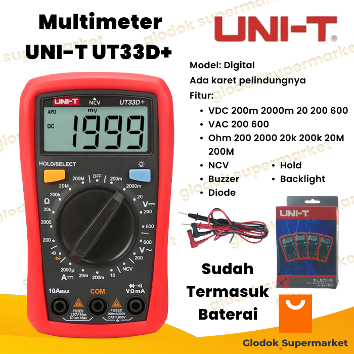 Multitester UNI-T UT33D+ Multimeter UNIT UT 33D+ Tester NCV | Lazada ...
