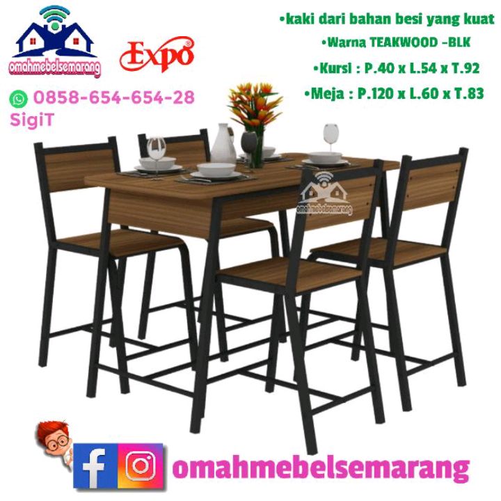 Set meja makan EXPO MDN1202 Dining Set minimalis modern 4 kursi kaki ...