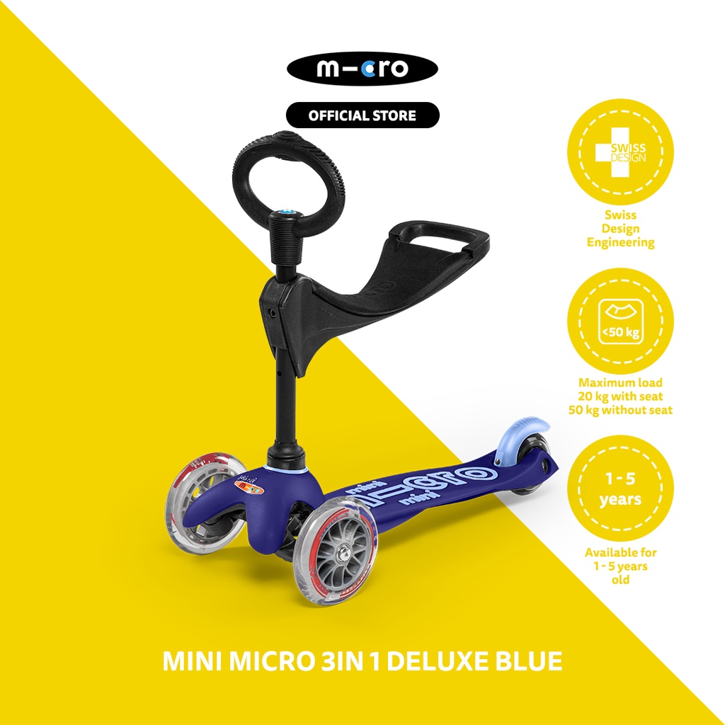 Micro Mini 3 in 1 Deluxe Blue - Skuter Anak Tiga Fungsi | Lazada Indonesia