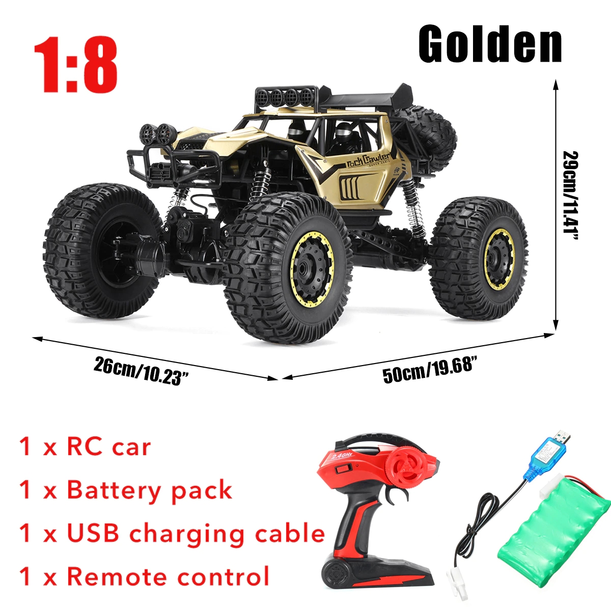 50cm Besar RC Mobil 1:8 2.4GHZ Radio Remote Control 4WD Off-road ...