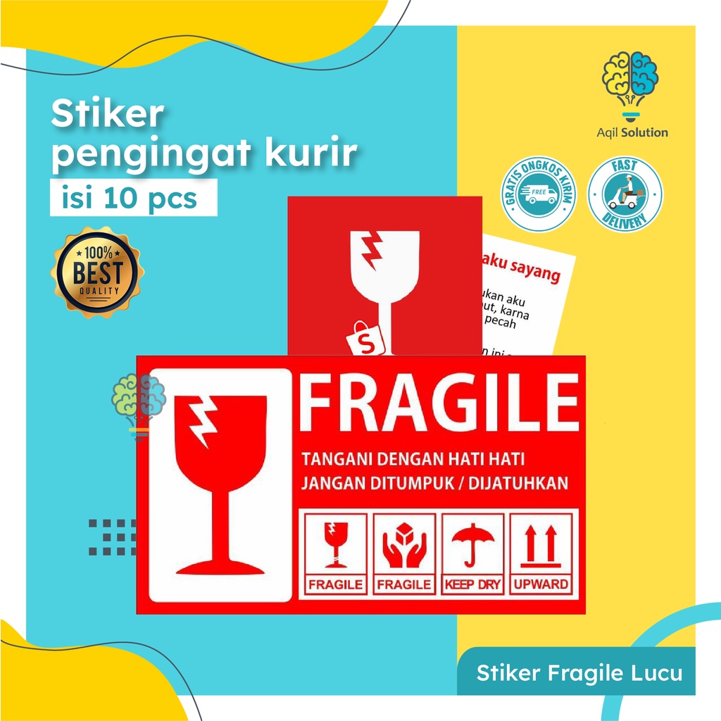(isi 10pcs) Stiker Fragile Lucu Jokes ukuran besar 9,5x7,5 cm | Lazada ...