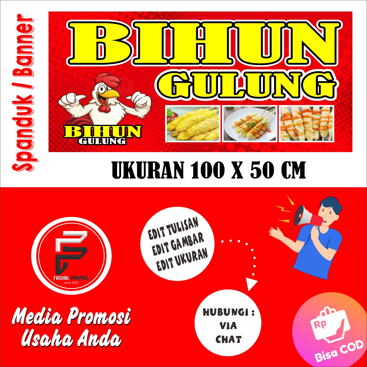 Spanduk Bihun Gulung / Banner Bihun Gulung / Spanduk Ukuran 100 x 50 cm ...