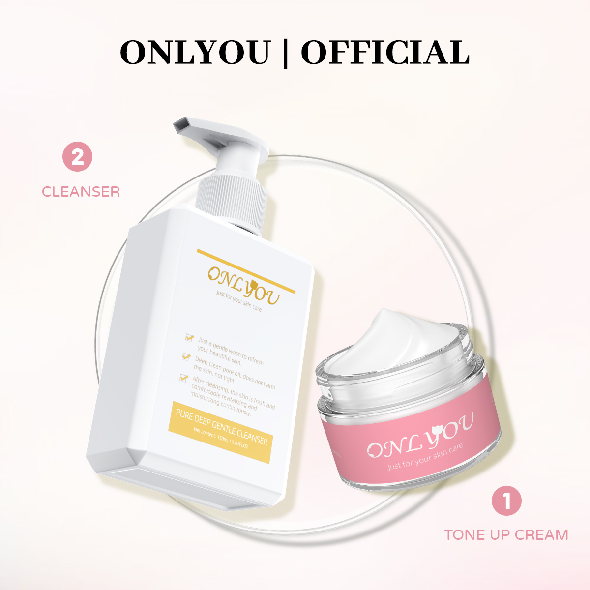ONLYOU Paket Bright Stuff Tone Up Cream 50g & 5X Amino Facial Wash ...