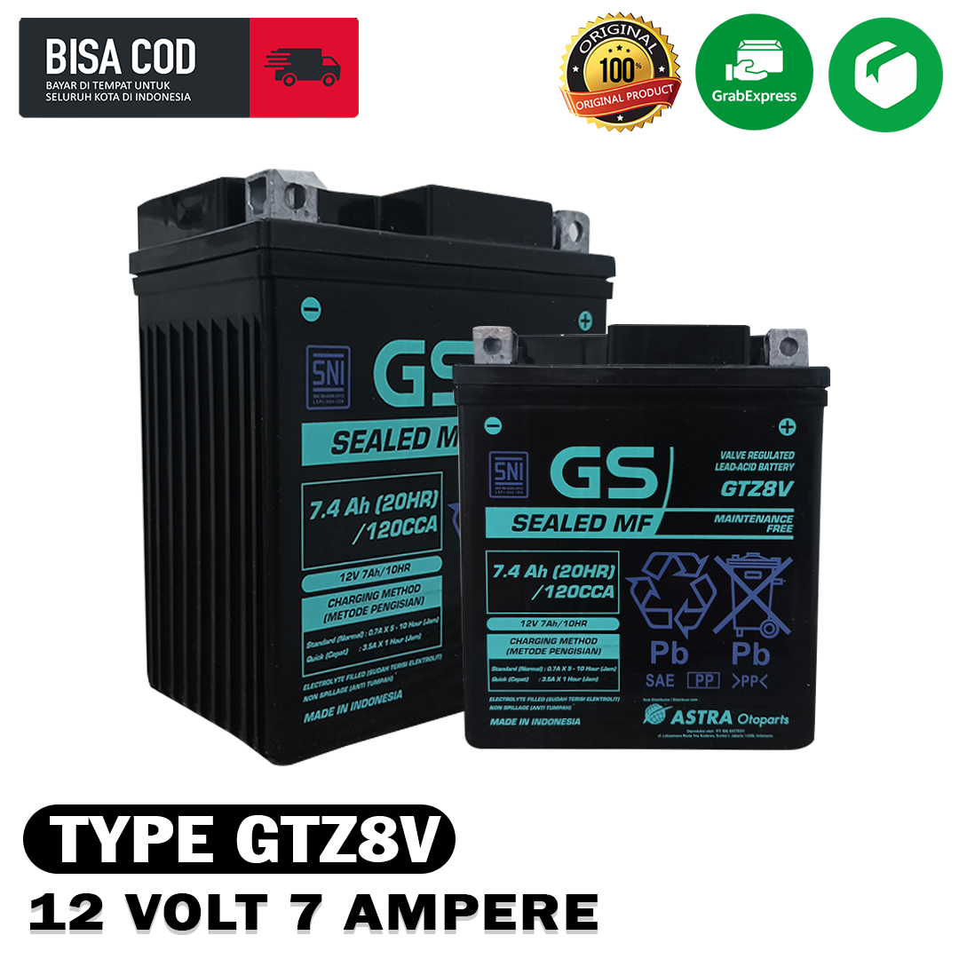 AKI GS ASTRA GTZ8V ORIGINAL UNTUK MOTOR Ymh R25, CBR 250, Kws KLX 150 ...