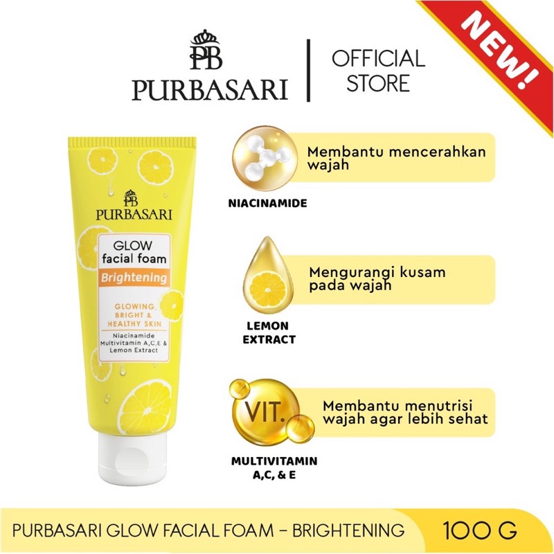 Purbasari Glow Facial Foam Acne | Bright | Moisturizer 100gr ORIGINAL ...