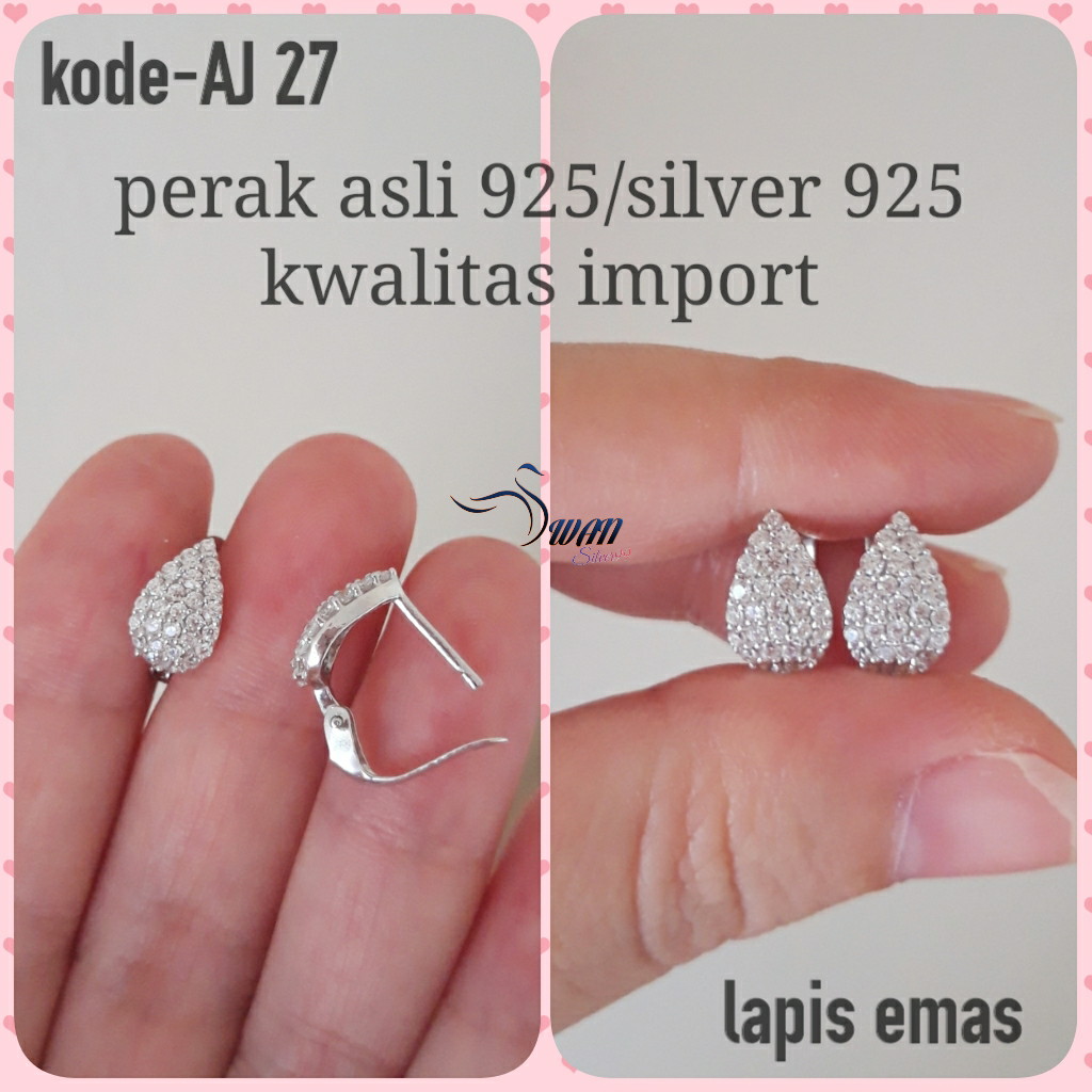 Anting Jepit perak 925 lapis mas putih ANTI KARAT/KWALITAS IMPORT/AWET ...