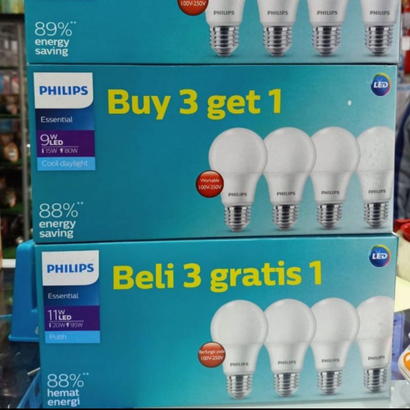 PHILIPS LED ESSENTIAL PAKET 5W 7W 9W 11W PUTIH ( 5 7 9 11) MULTIPACK ...