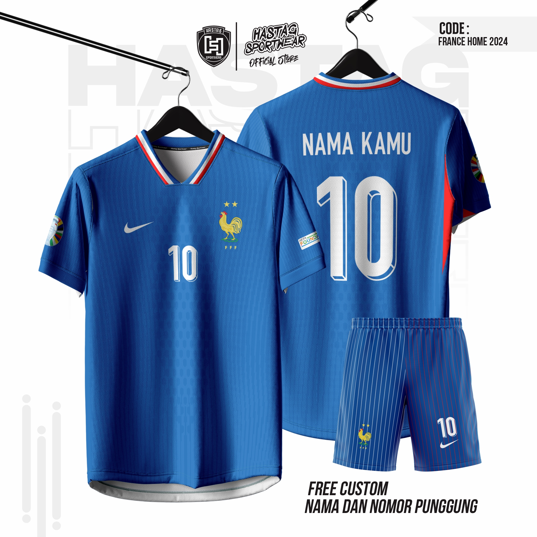 JERSEY TIMNAS PRANCIS/FRANCE HOME 2024 FULL PRINTING FREE CUSTOM NAMA ...