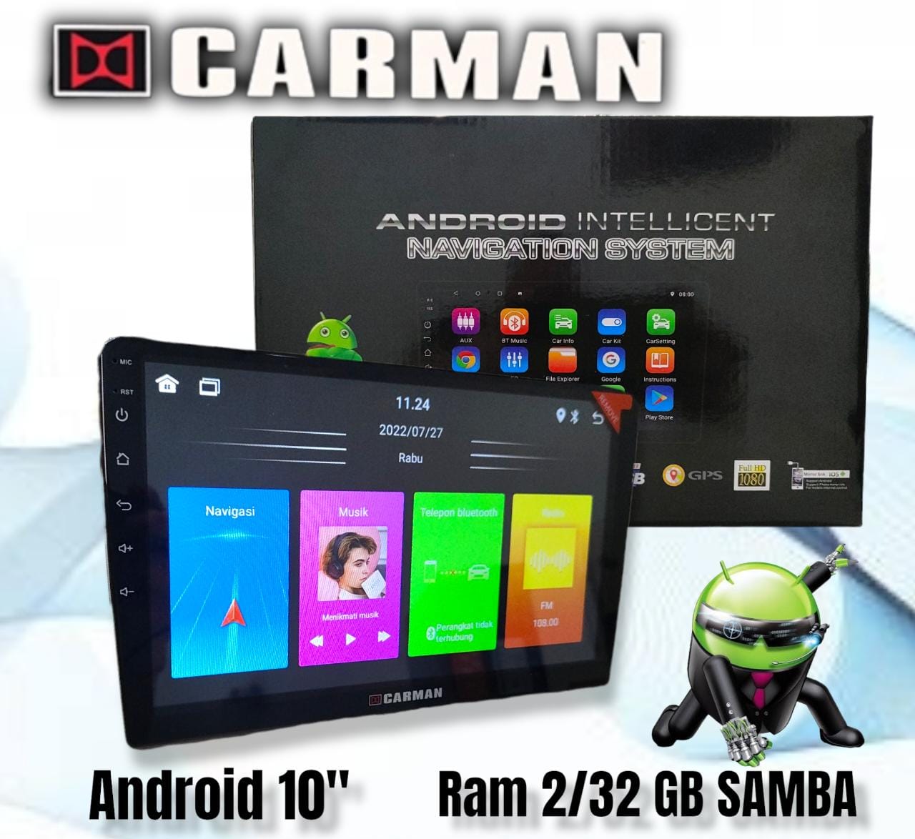 Head Unit Android Carman 10 inch Double Din Android Carman 10 inch ram ...