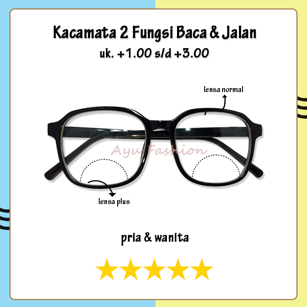 Kacamata Baca Dobel Jalan Dua Lensa Plus Dan Normal Progresif Bifokal ...