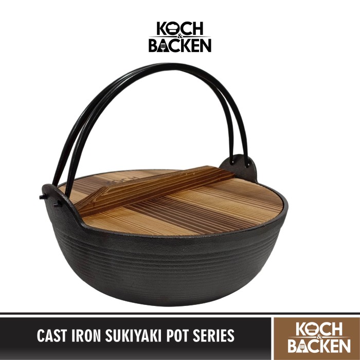 KOCH&BACKEN Cast Iron HotPot + Wooden Lid Series-Panci Shabu Sukiyaki ...