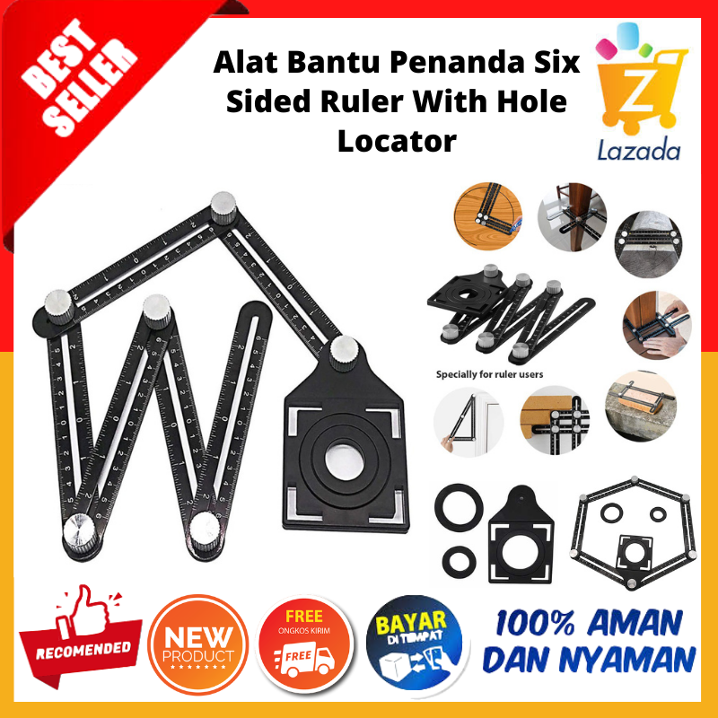 [BISA COD] Alat Ukur Keramik / Alat Bantu Penanda Six Sided Ruler With ...