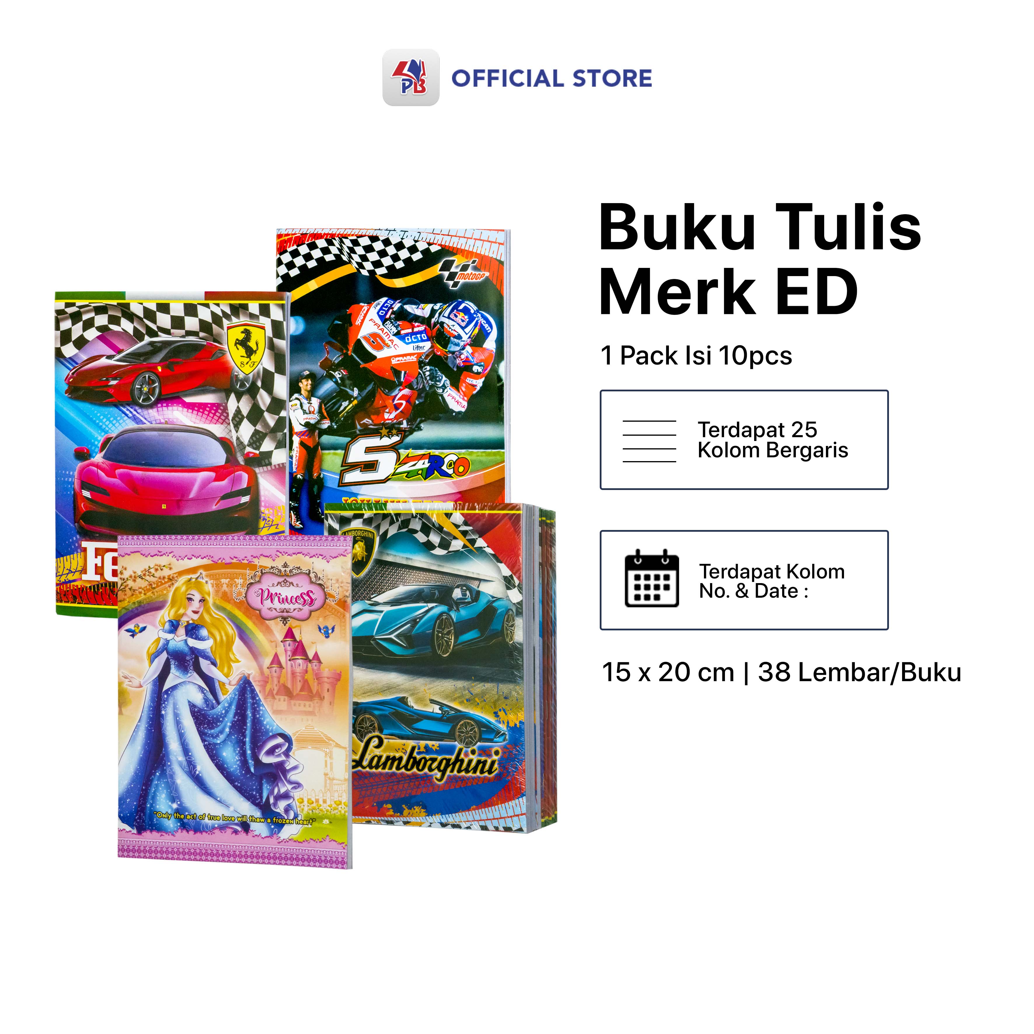 Buku Tulis 38 lembar / Buku Tulis Merk ED Isi 38 Lembar Bermacam Motif ...