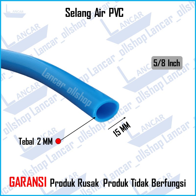 Selang Slang Air PVC Elastis Tebal Type Doff 1/2 5/8 Inch Per Meter ...