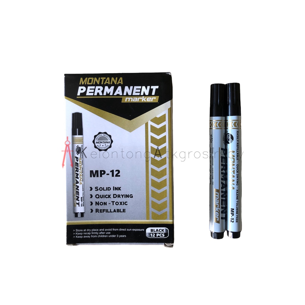Spidol Permanent / Sepidol Permanen Hitam Montana MP-12 Lusinan ...