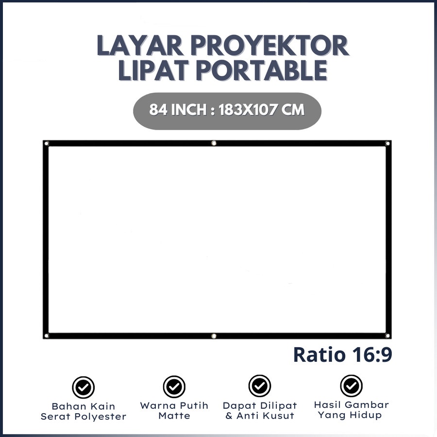Layar Proyektor Lipat 84-100-120 INCH 16:9 | Simple Screen Projector ...