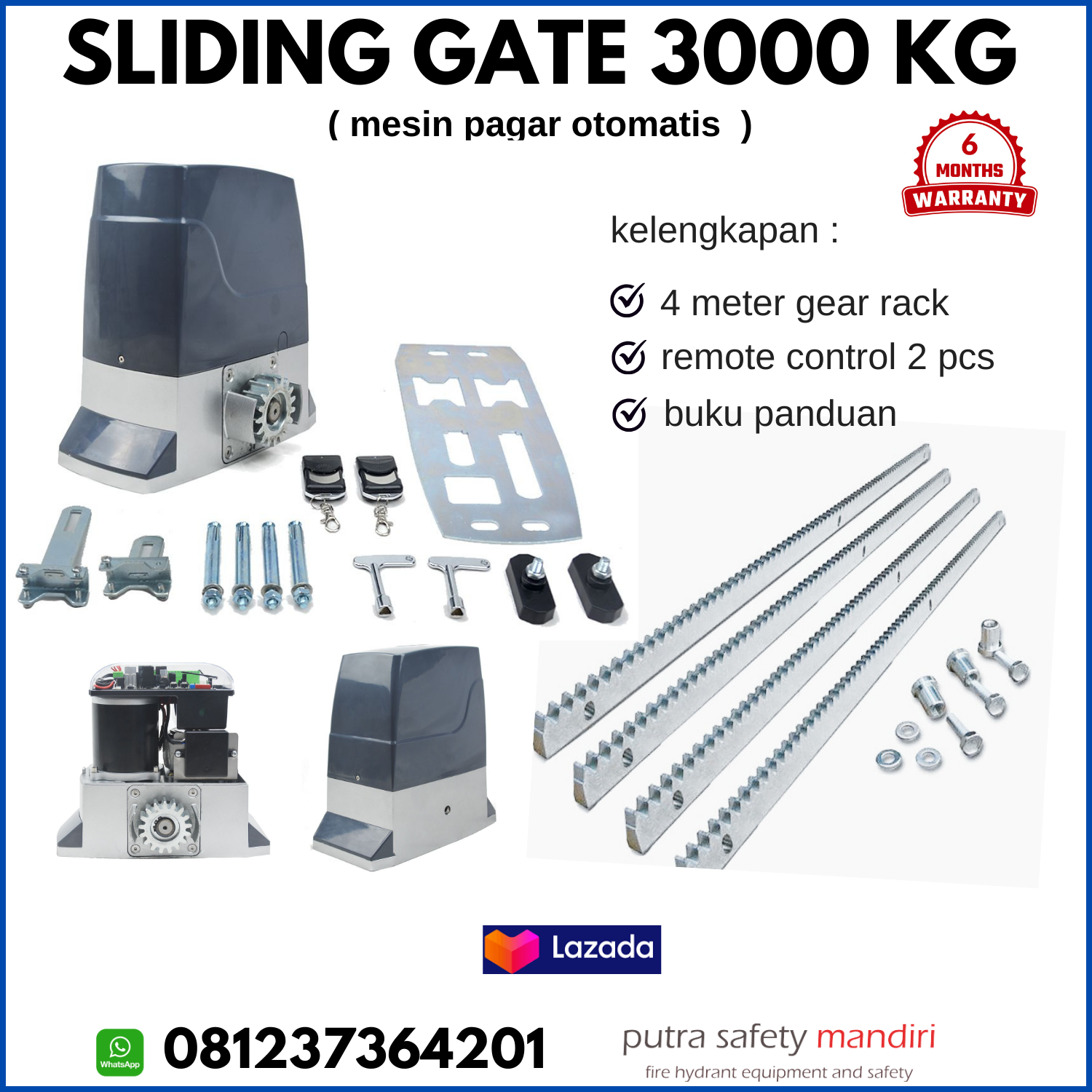 SLIDING GATE AUTOMATIC 3000 KG MESIN MOTOR PINTU PAGAR GERBANG OTOMATIS ...