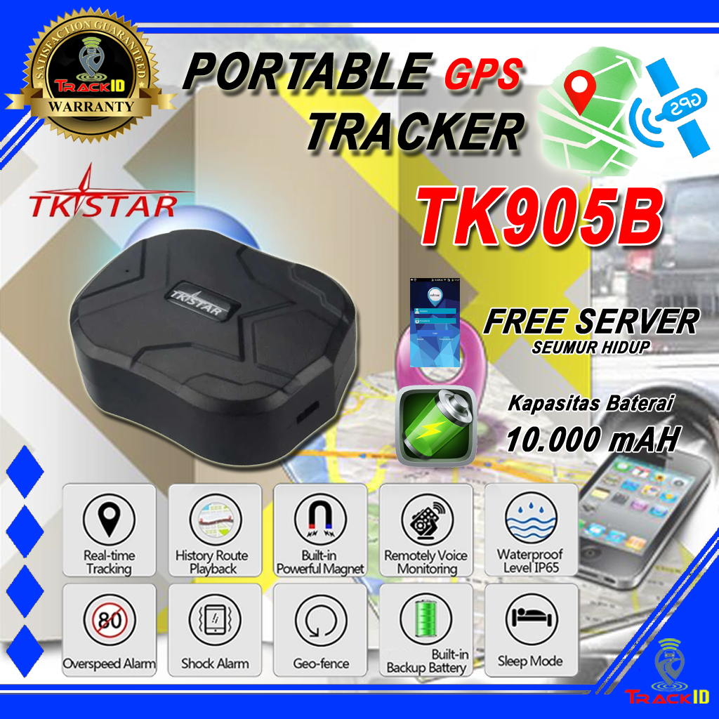 ORIGINAL TKSTAR TK905B TK 905B GPS TRACKER PORTABLE MOBIL MOTOR ...