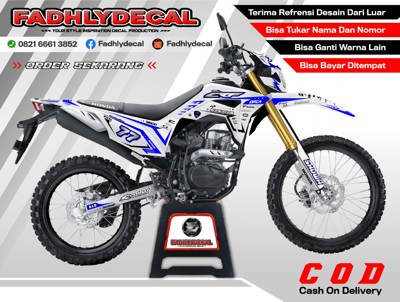 DECAL CRF 150L biru putih keren dengan pilihan warna lain Sticker ...