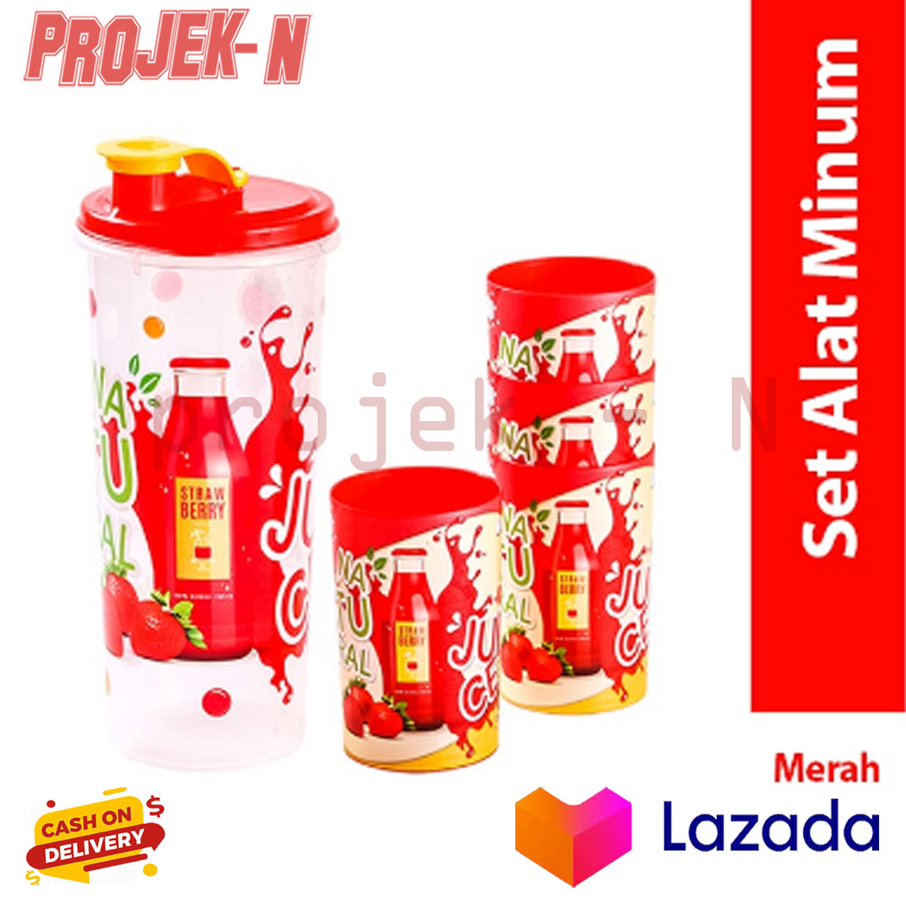 Botol/Gelas set Biggy/Waterjar Cluny 4 gelas + 1 botol By Projek N ...