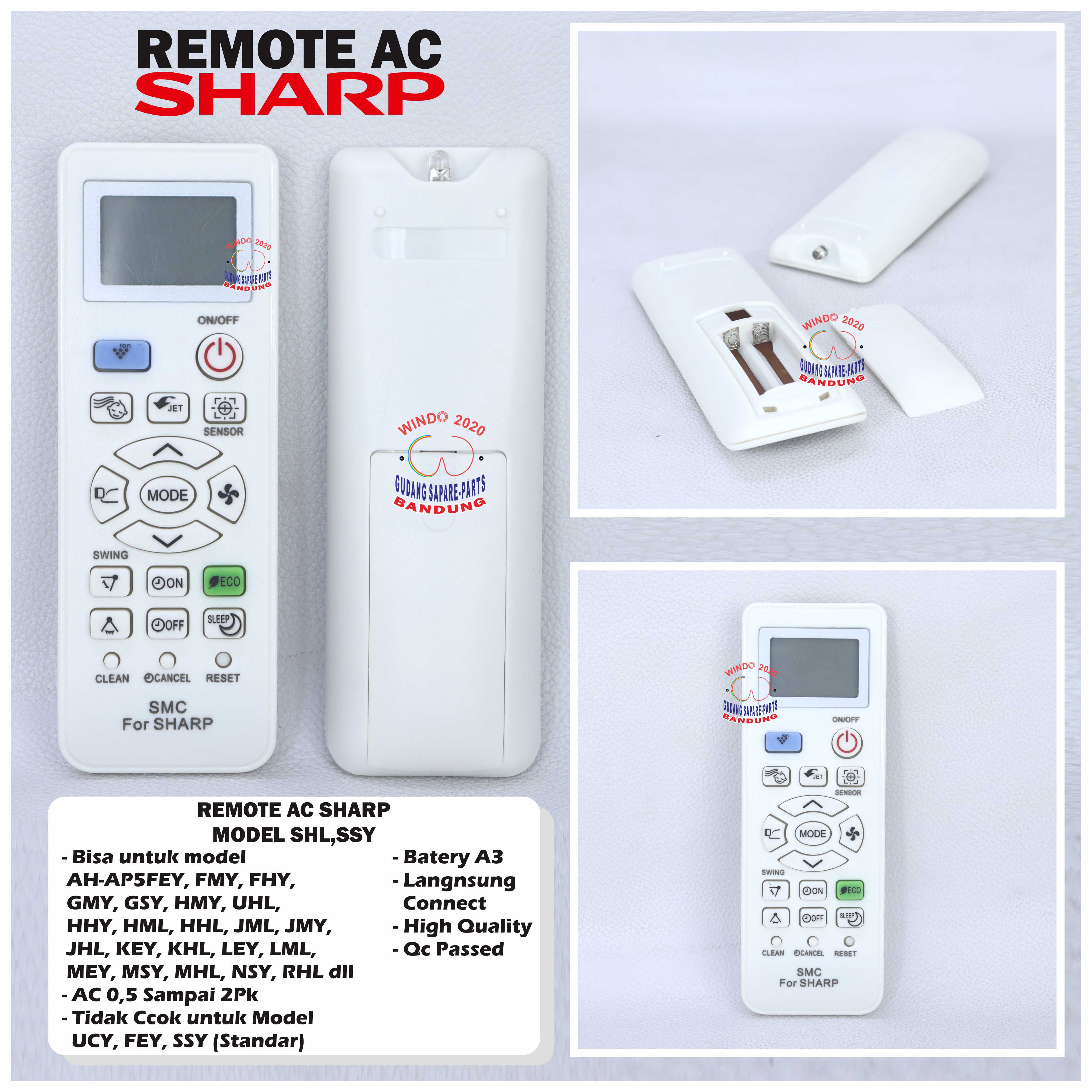 REMOTE CONTROL AC SHARP / GREE 0.5PK SAMPAI 2PK | REMOT KONTROL AC ...