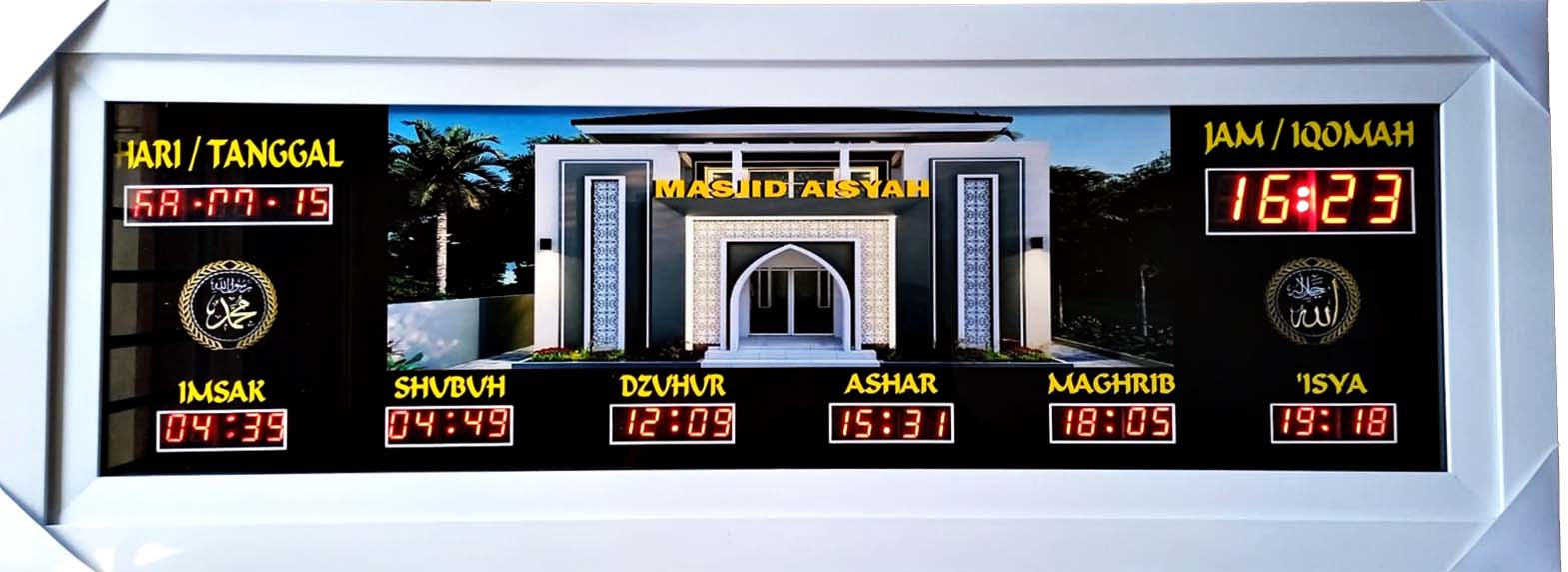 Jam Masjid / Jadwal Sholat Digital Imsyak FRAME PUTIH Ukuran 80cm x ...