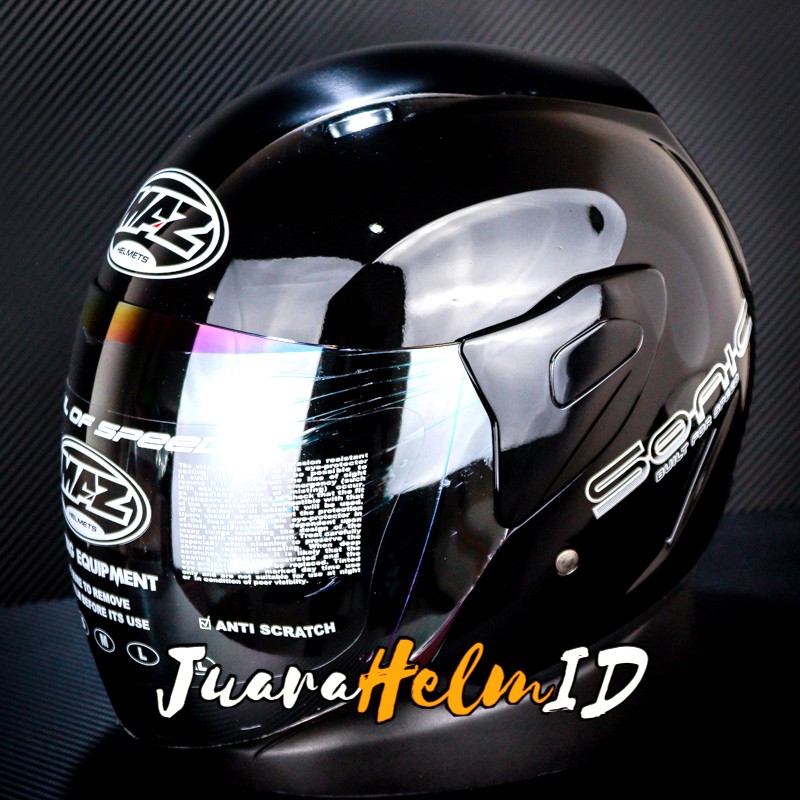 HELM MAZ SONIC SOLID BLACK | HALF FACE SNI | SINGLE VISOR | Lazada ...