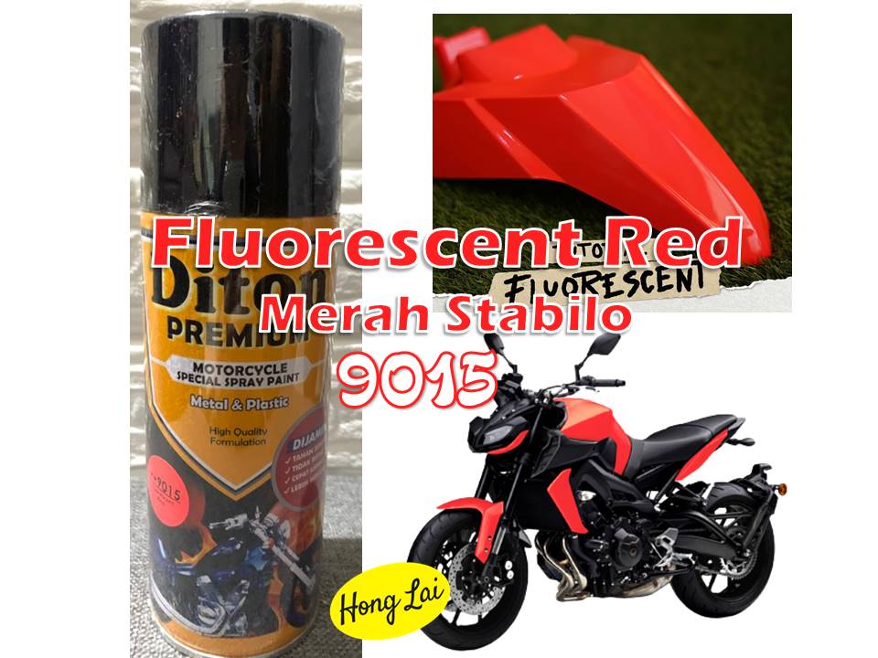 Cat motor diton premium 9015 fluorescent red merah stabilo | Lazada ...