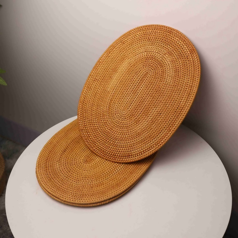 Rattan Woven Placemats Oval Round Table Mats Non Slip Heat Resistant ...