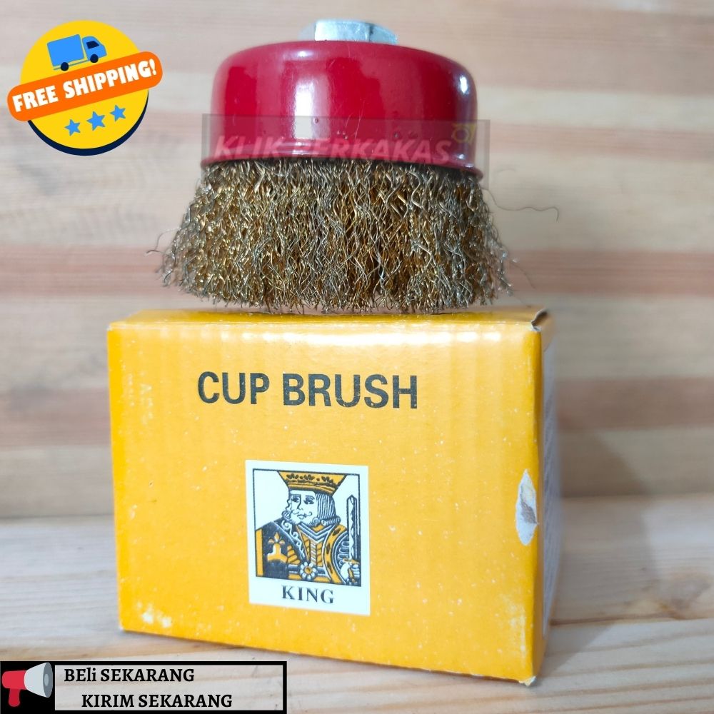 Sikat Kawat Mangkok KING 3" Kuning / Cup Brush Gerinda | Lazada Indonesia