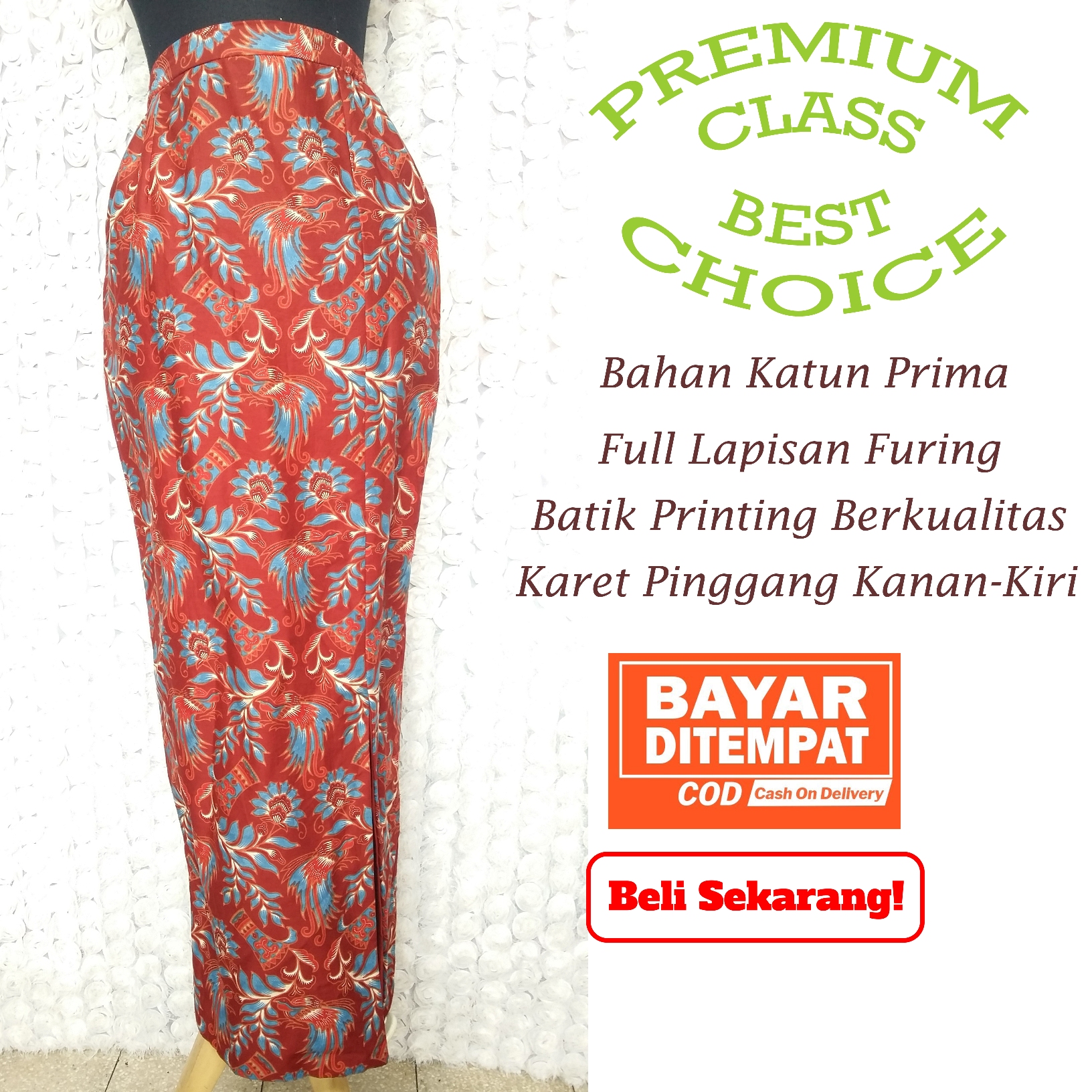 Arcobaleno Rok Batik Panjang Model Rok Pramugari Belah Samping Motif ...