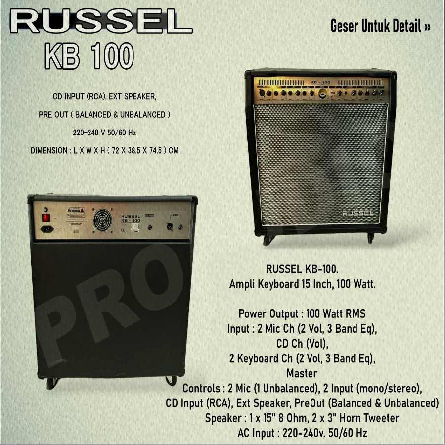 Ampli Keyboard 15 Inch Russel Kb100 Kb 100 ampli Gitar 100W Original ...