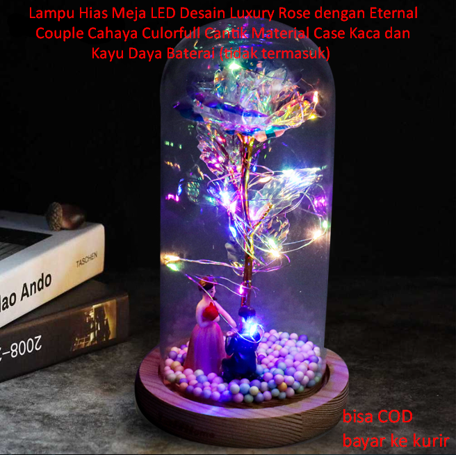Lampu Hias Meja LED Desain Luxury Rose dengan Eternal Couple Cahaya ...