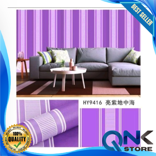Wallpaper Dinding Motif Salur 45cm X 5m Salur Ungu Wallpaper Sticker