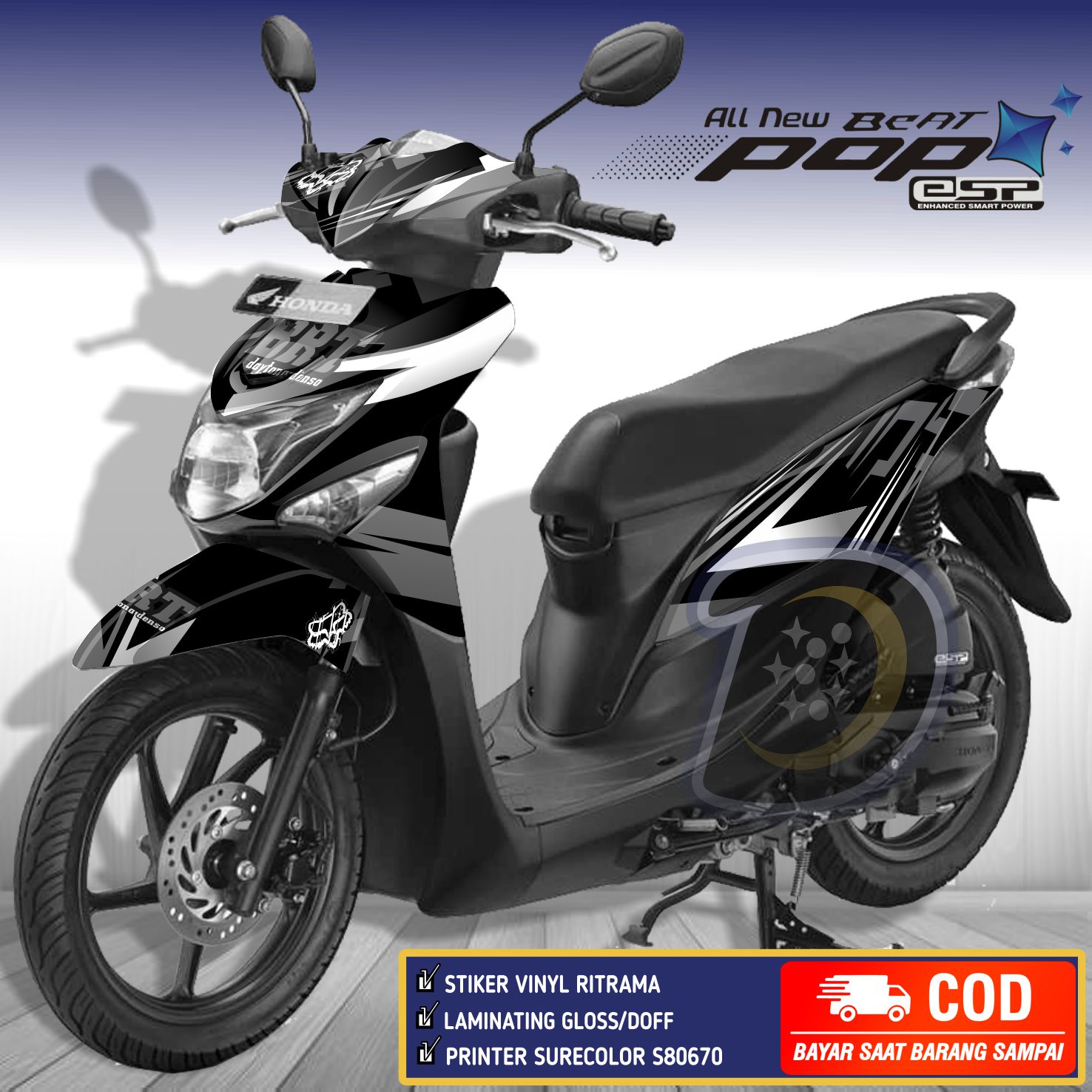 Decal Motor Beat Pop Striping Beat pop Stiker Honda Beat Pop Road BRT ...