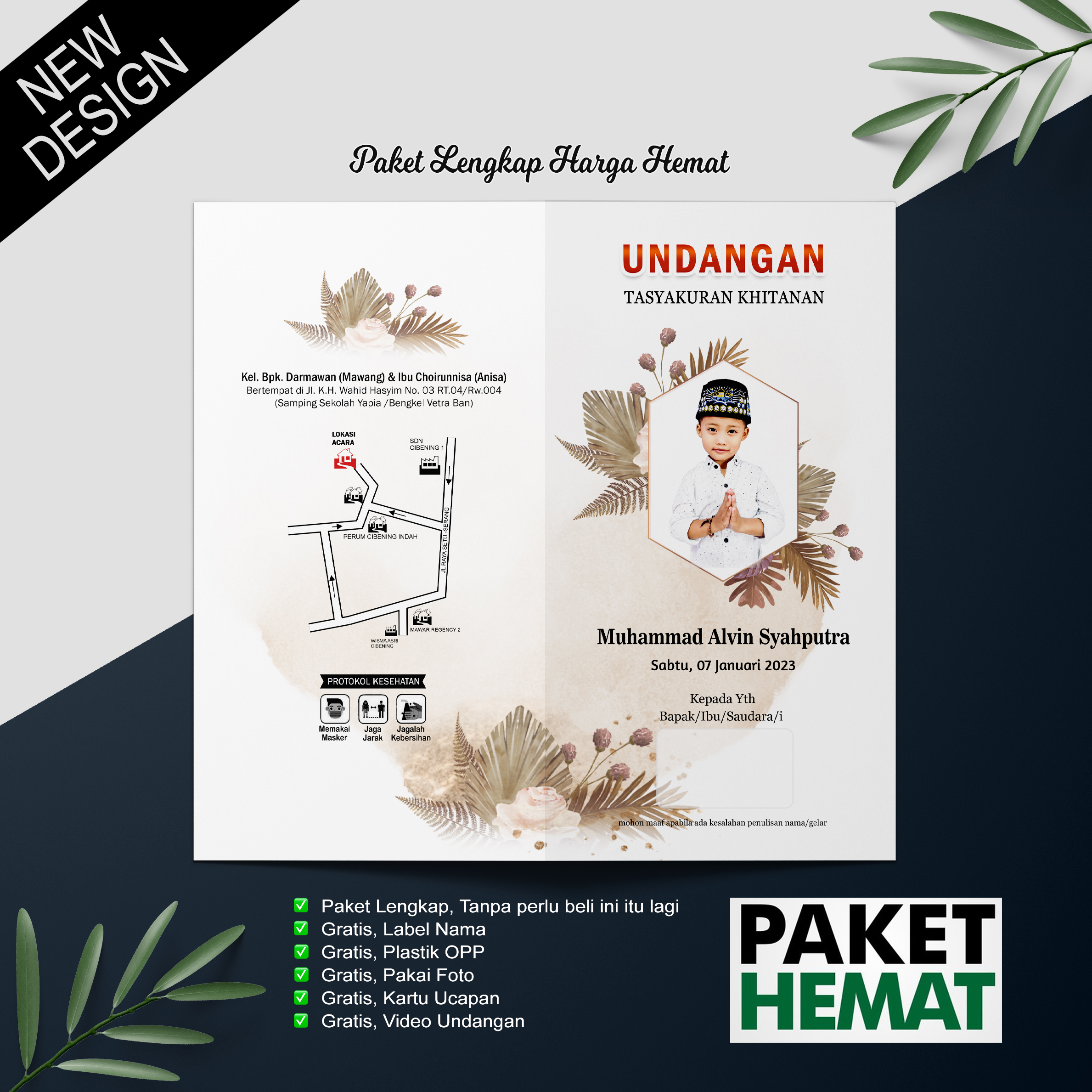 100lembar Kode BC02 Undangan Khitanan, Khitan, Aqiqah, Rasulan, Sunatan ...