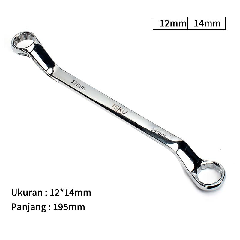 ISKU Kunci Ring Pas 8-27mm Kunci Kombinasi Spanner 12gigi Kunci Ring ...