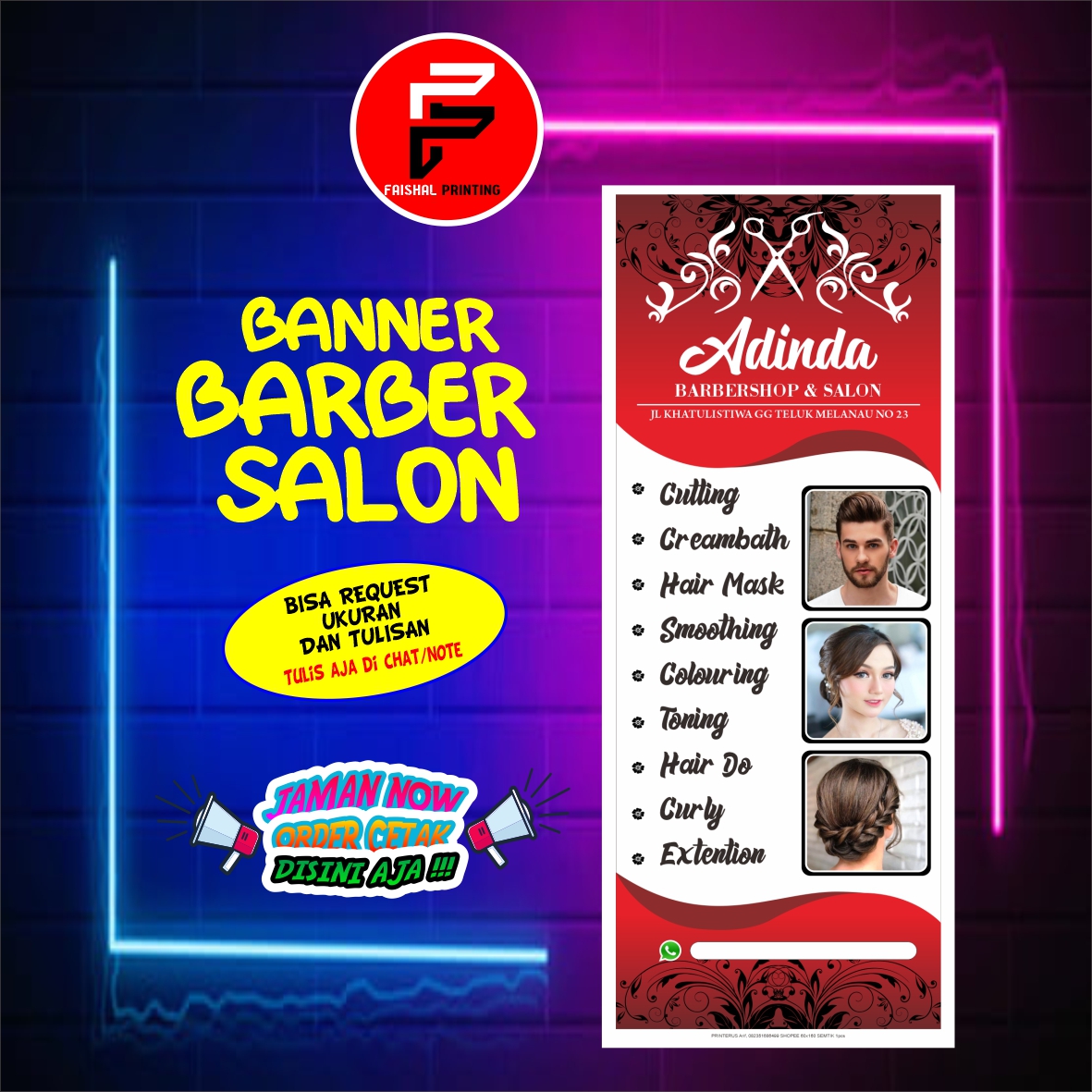 banner Spanduk Backdrop Barber / Salon Ukuran 0.6 x 1.6 meter | Lazada ...
