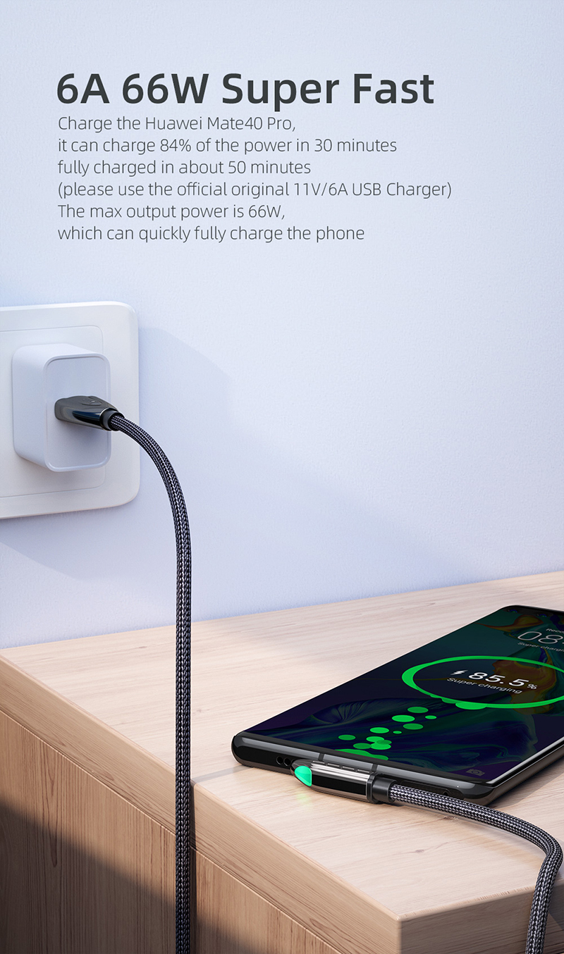 Essager 66W สายชาร์จ Type C,สายชาร์จเร็วสำหรับ Huawei Mate 40 Pro ...