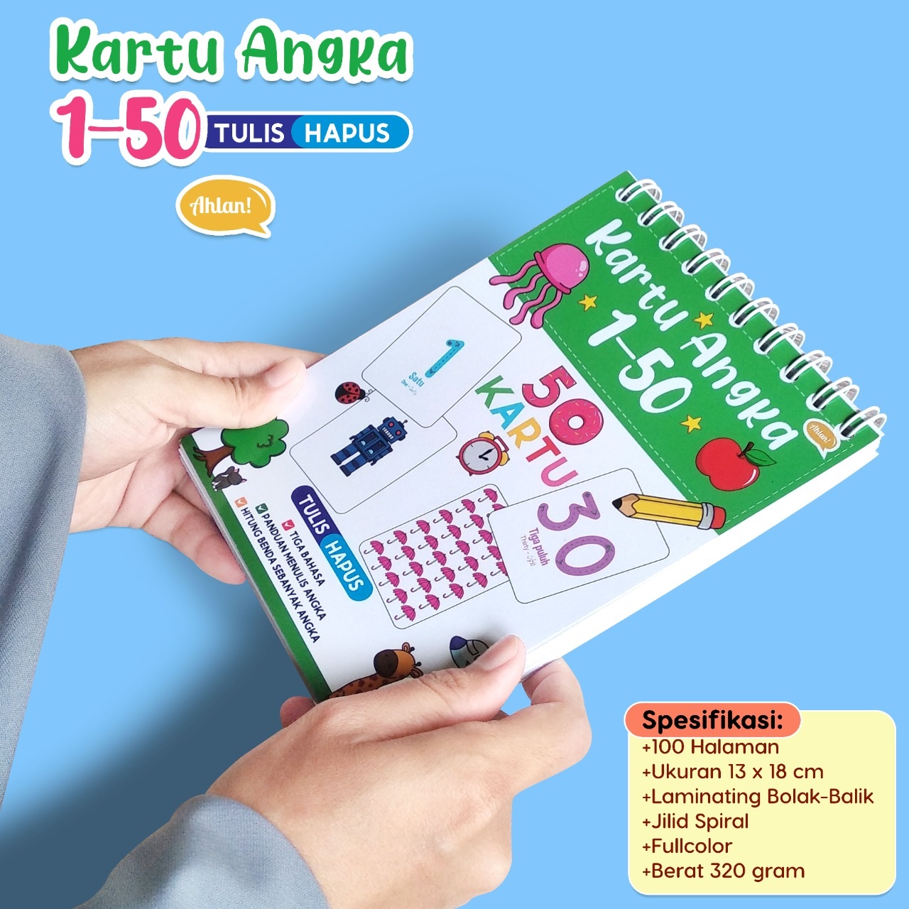 GMB READY Kartu Angka 1 - 50 Ahlan Wipe And Clean / Buku Tulis Hapus ...