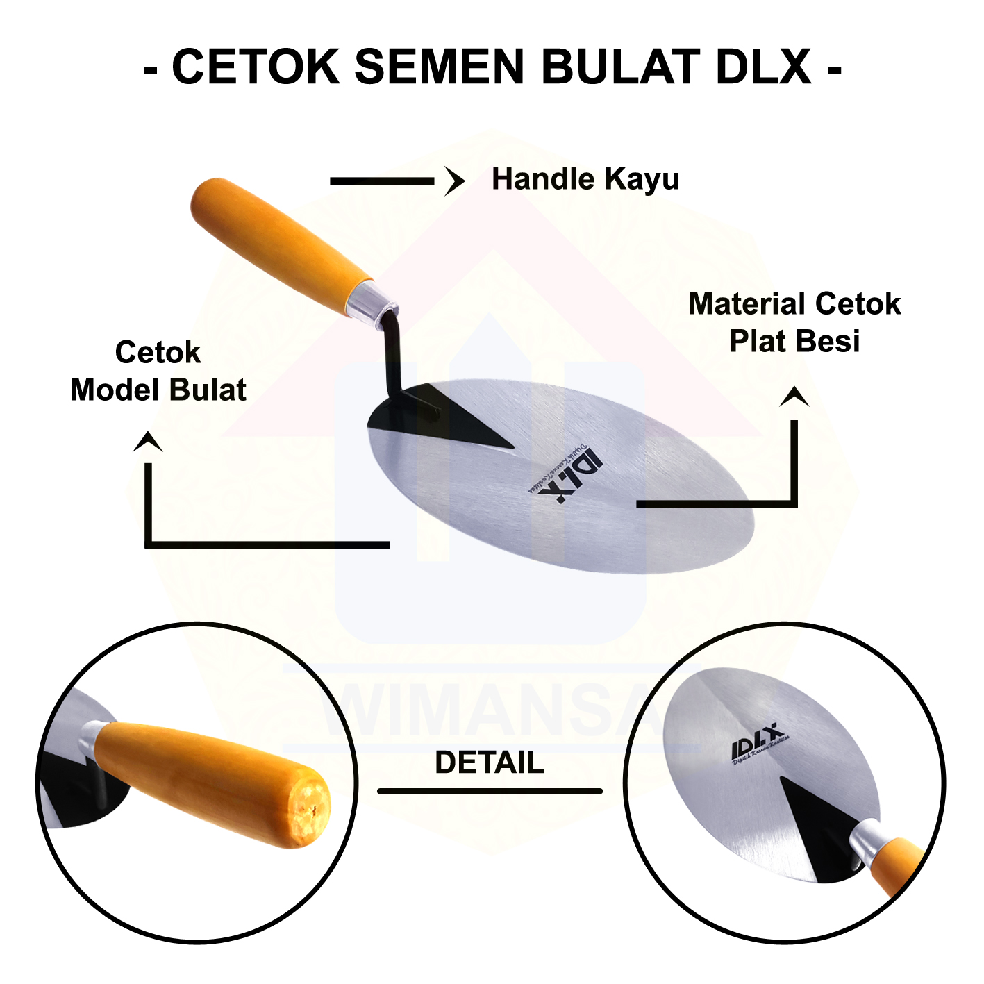 WMS-CETOK SEMEN BULAT DLX 7 INCH - HANDLE KAYU | Lazada Indonesia