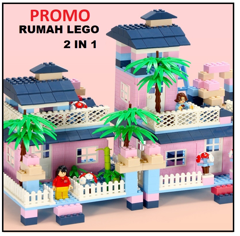 MAINAN ANAK EDUKASI LEGO BRICK BALOK SUSUN DIY 2IN1 BONGKAR 2 SET VILLA ...