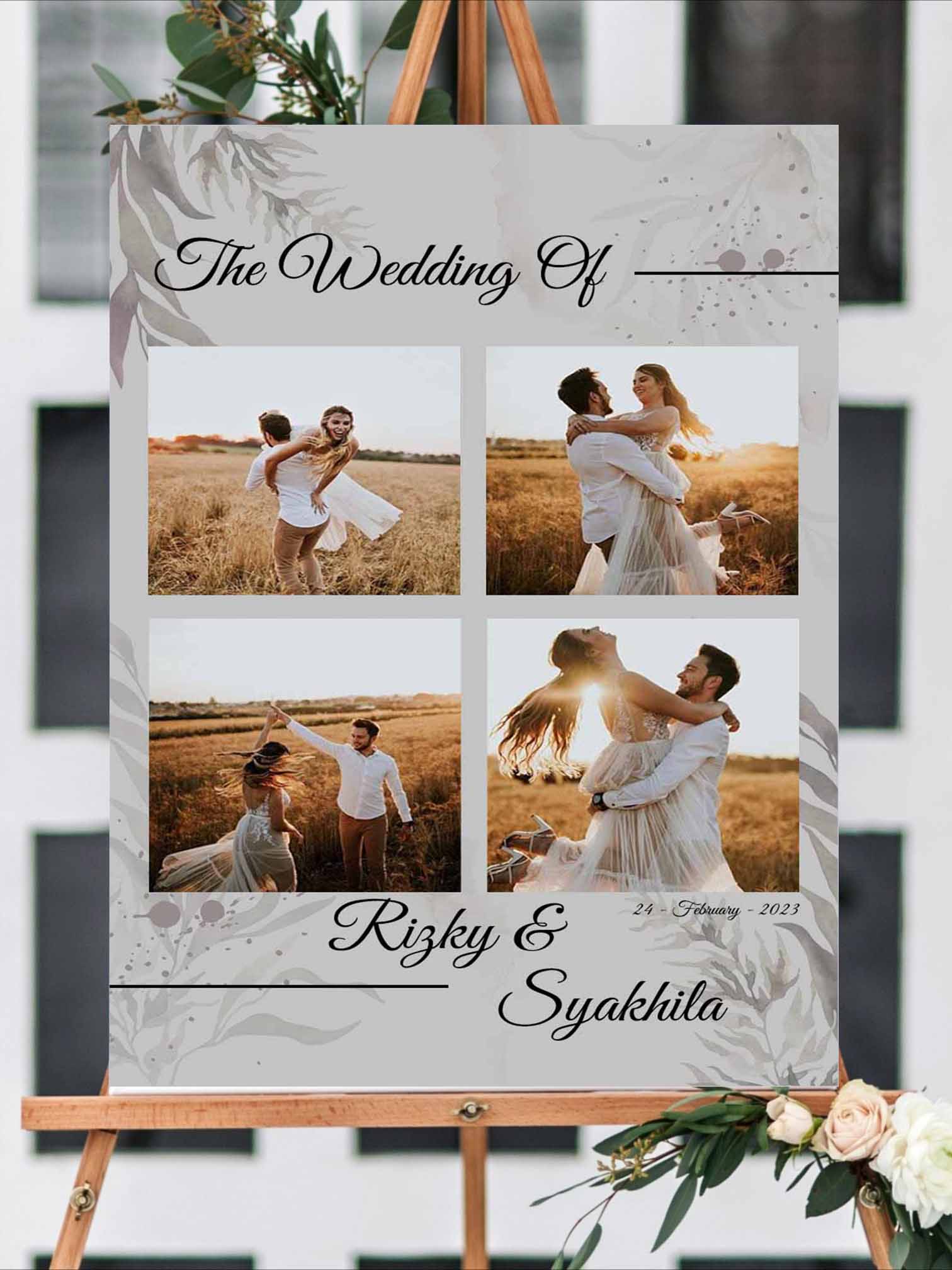 Papan Kayu Nama Welcome Sign Photo Printing Wedding Lamaran Pernikahan ...