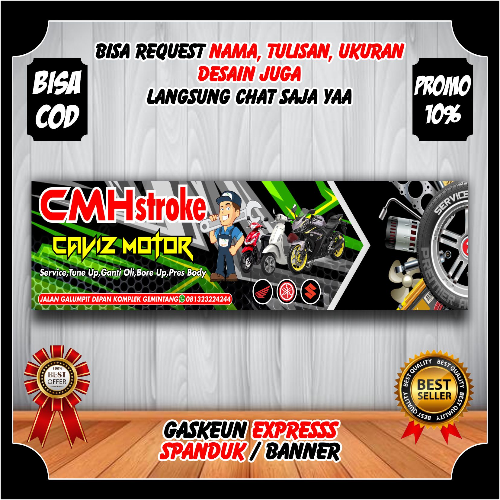 spanduk banner toko bengkel motor murah berkualitas / baner bengkel ...