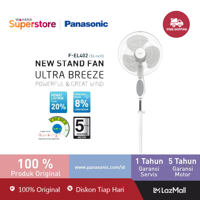 Panasonic Standing Fan ULTRA BREEZE 16 Inch EL402 - Putih | Lazada ...