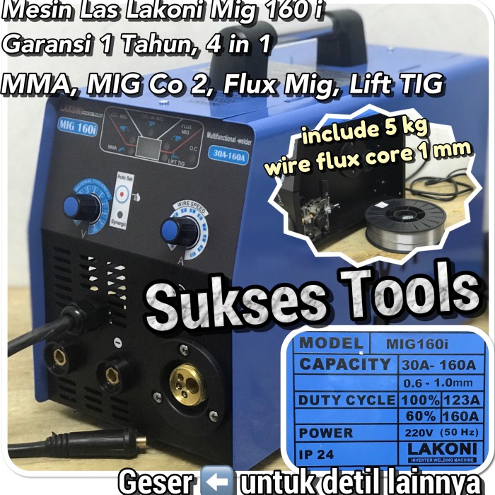 Mesin Las Flux MIG CO2 MMA Lift TIG 160 Lakoni Mig 160 Mig160 i 4 in 1 | Lazada Indonesia